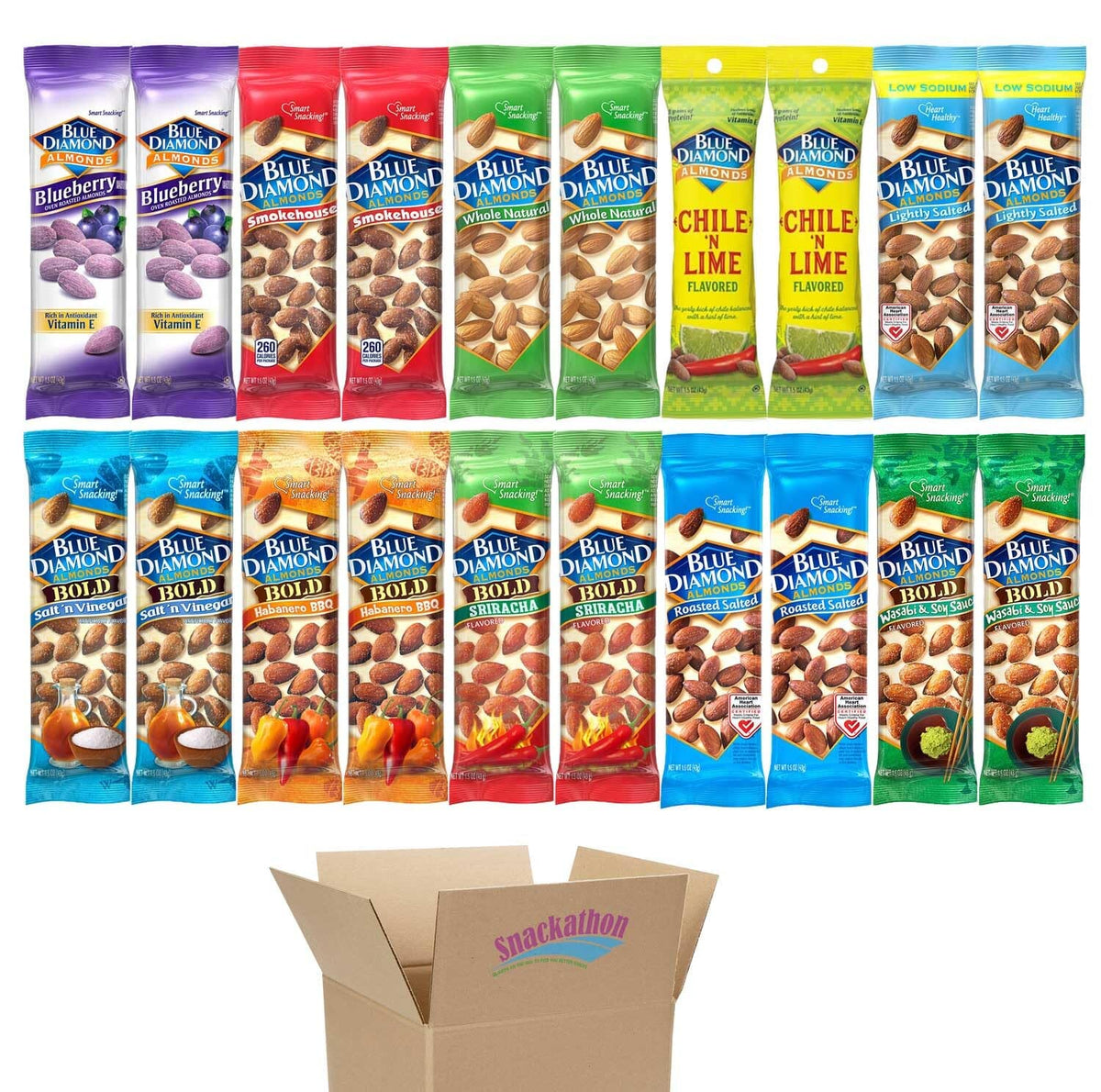 Almond Variety, 10 Flavors, 2 Bags each Flavor, 1.5 Ounce (Pack of 20 ...