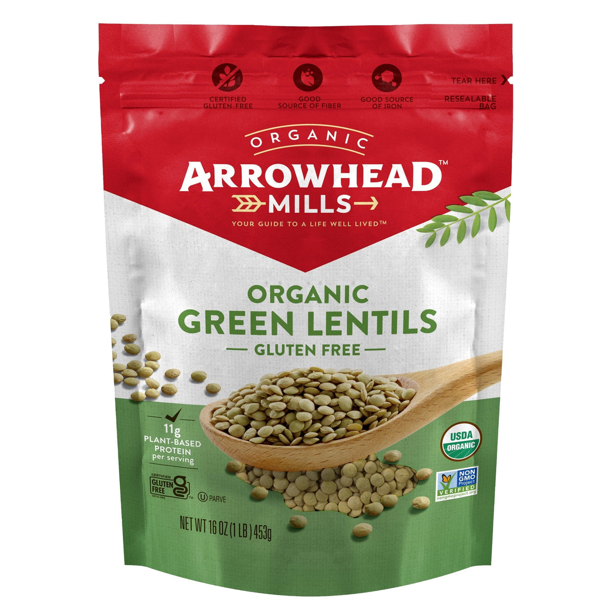 Arrowhead Mills Organic Green Lentils, 16 Oz Bag — Snackathon Foods