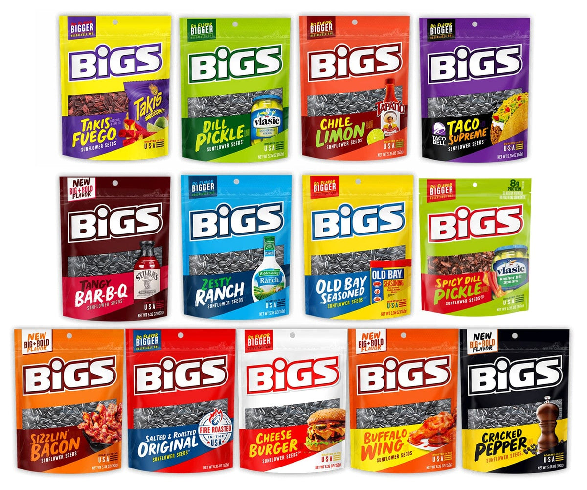 BIGS Sunflower Seeds Variety Pack, 13 Flavors, 5.35 Ounce Each, 1 Bag ...