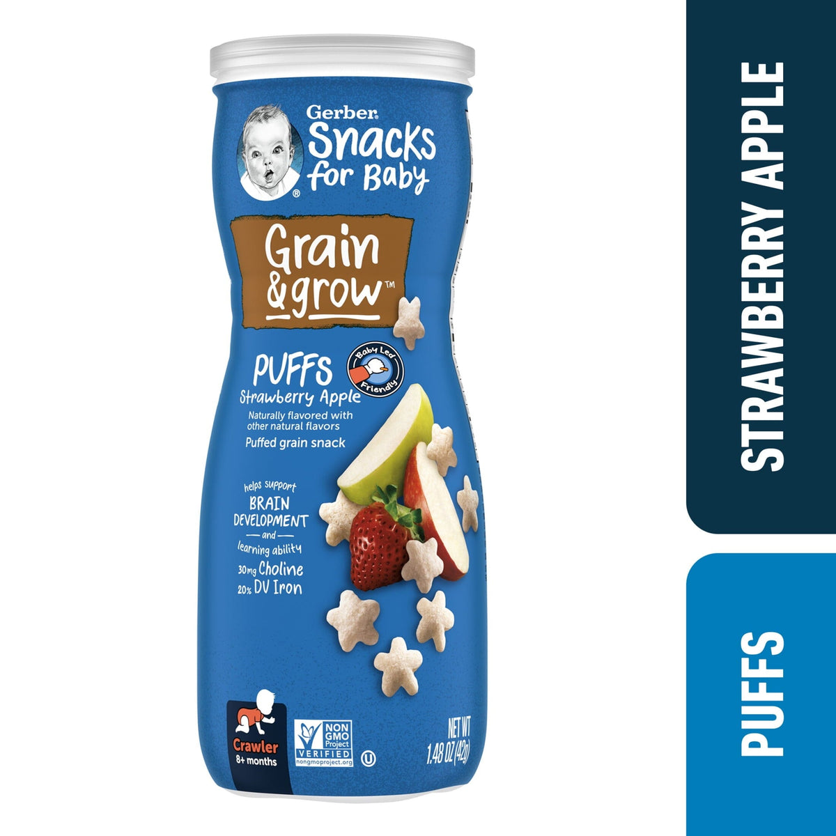 Gerber Stage 3 Baby Food, Strawberry Apple Puffs, 1.48 oz Canister ...