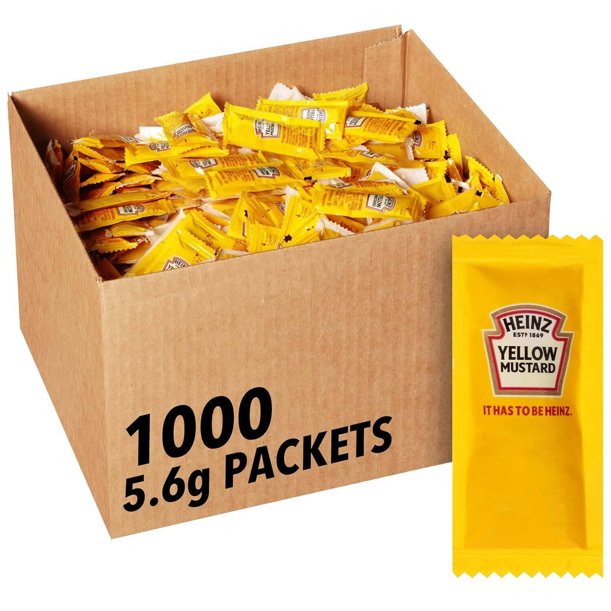 Heinz Mild Yellow Mustard - 1000 Single Serve Condiment 5.6g Packets ...