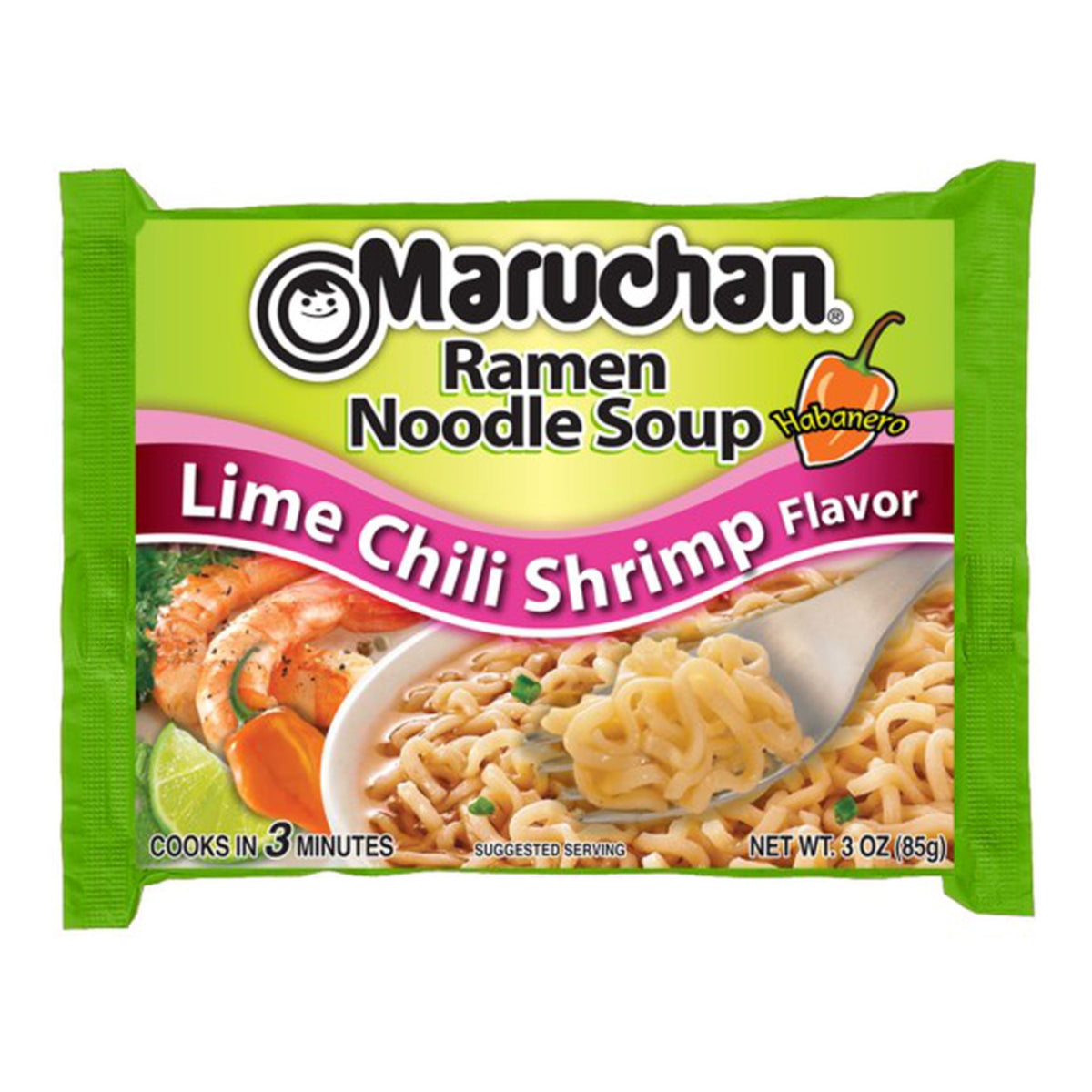 Maruchan Ramen, Lime Chili Shrimp, 3 Ounces (Pack of 24) — Snackathon Foods