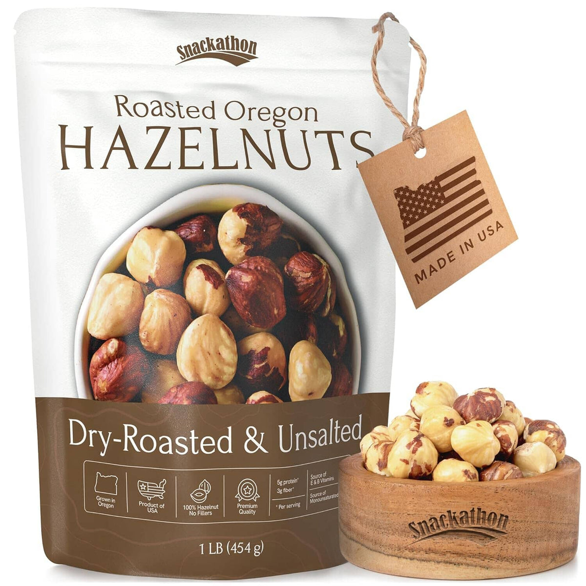 Snackathon Roasted Oregon Hazelnuts, Unsalted — Snackathon Foods