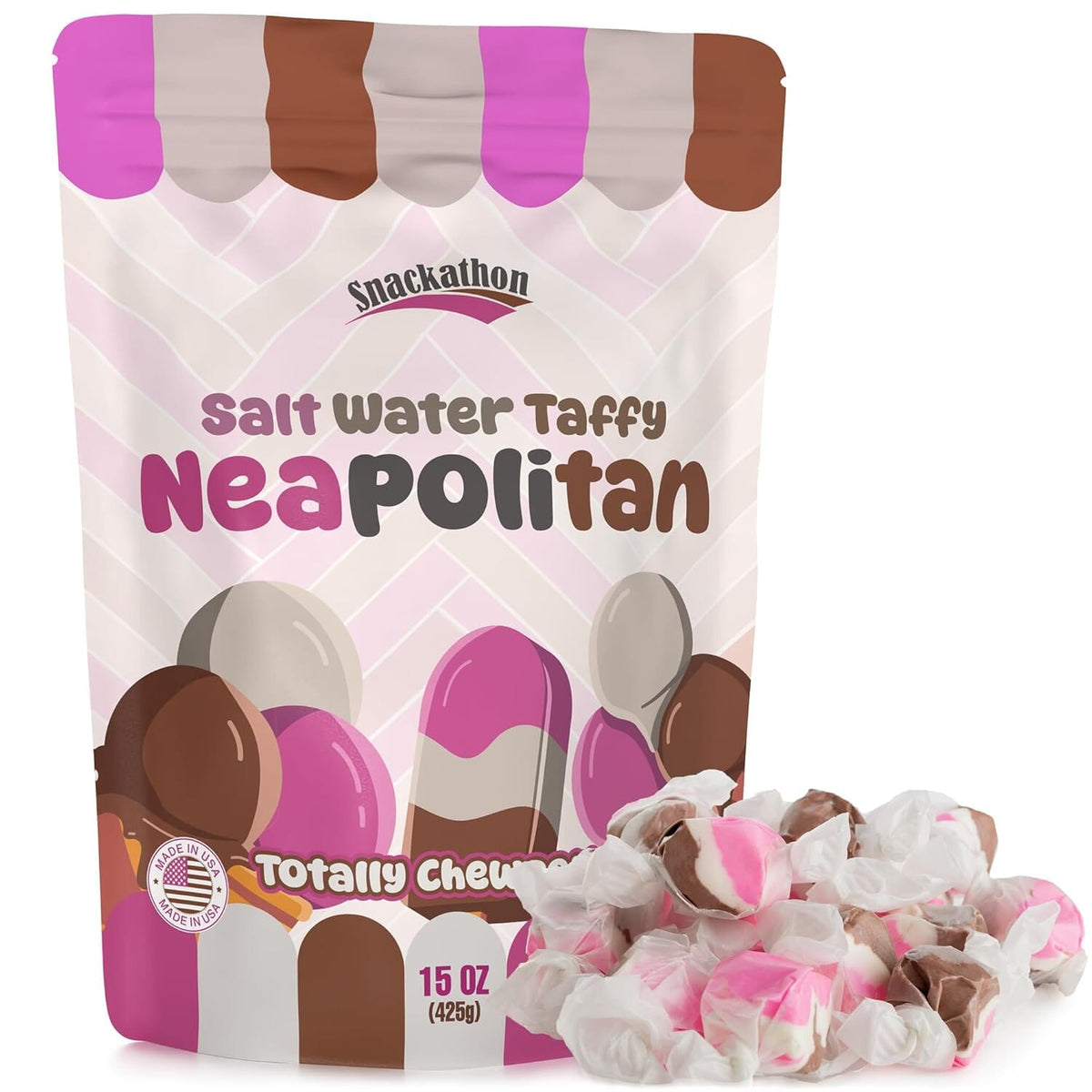 Snackathon Salt Water Taffy Single Flavor – Neapolitan, 15 oz ...