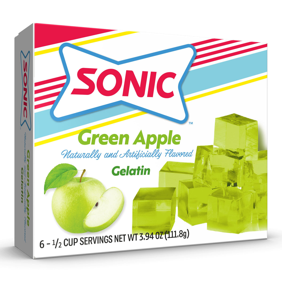 Sonic Green Apple Gelatin Mix, 6 Servings, 3.94 oz Cardboard Box ...